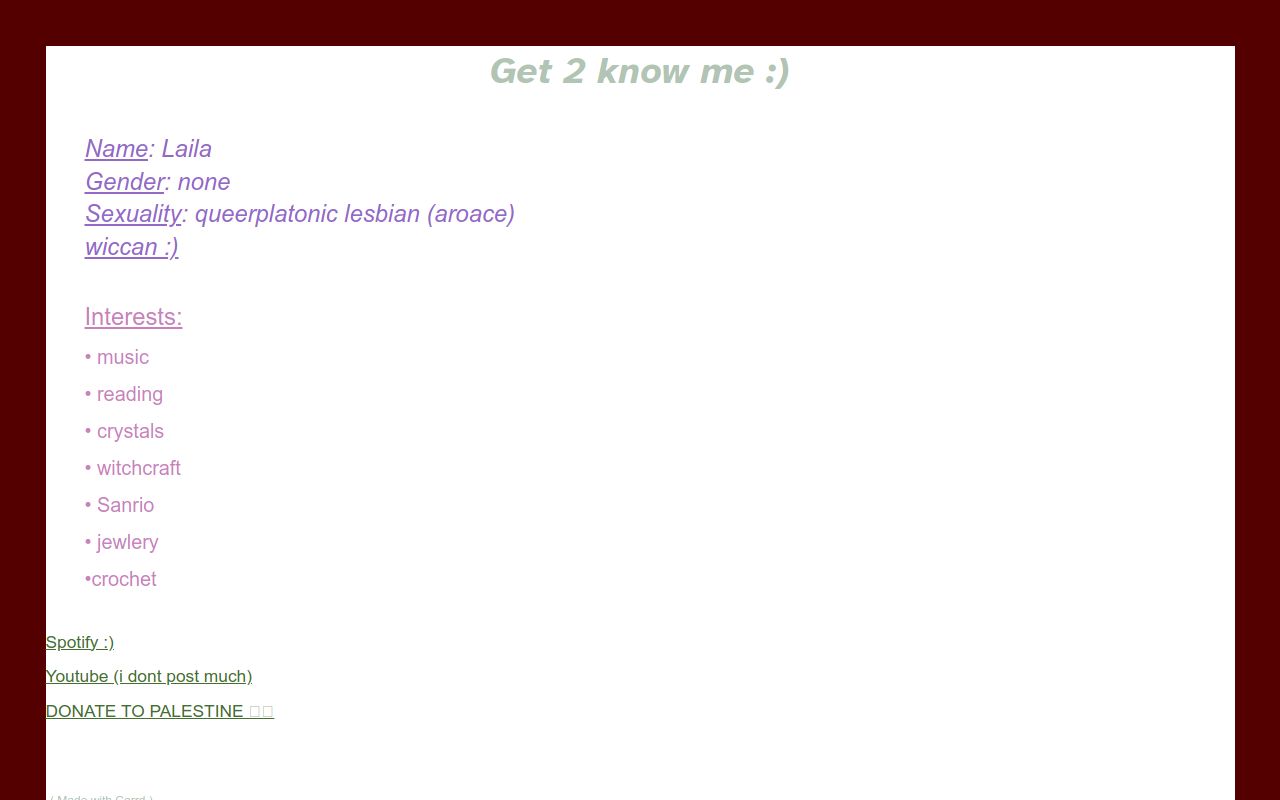 get 2 know me